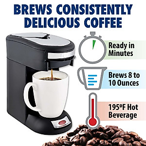 Café Valet Single Serve Coffee Maker, Brews 10 Ounces of Coffee or Hot Water, Compatible Coffee Packs