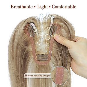 gulagula Hair Toppers for Women Real Human Hair Pieces with Thinning Hair Human Hair Toppers with Bangs Clip in Hair Extensions