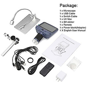 Koolertron 4.3 inch LCD Digital Microscope,10X-220X Magnification Zoom Coin Microscope,8 LED Adjustable Light &Fill Lights,1080P Camera Video Microscope for PCB/Watch Repairing/Plant/Rock Observing