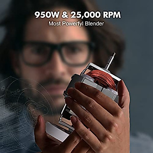 Anthter CY-305R Professional Blender, 950W High Power Blenders For Kitchen, Stainless Countertop Smoothie Blender, 50 Oz Glass Jar & 24-Ounce Smoothie Cup, Ideal for Smoothies, Shakes & Frozen Drinks