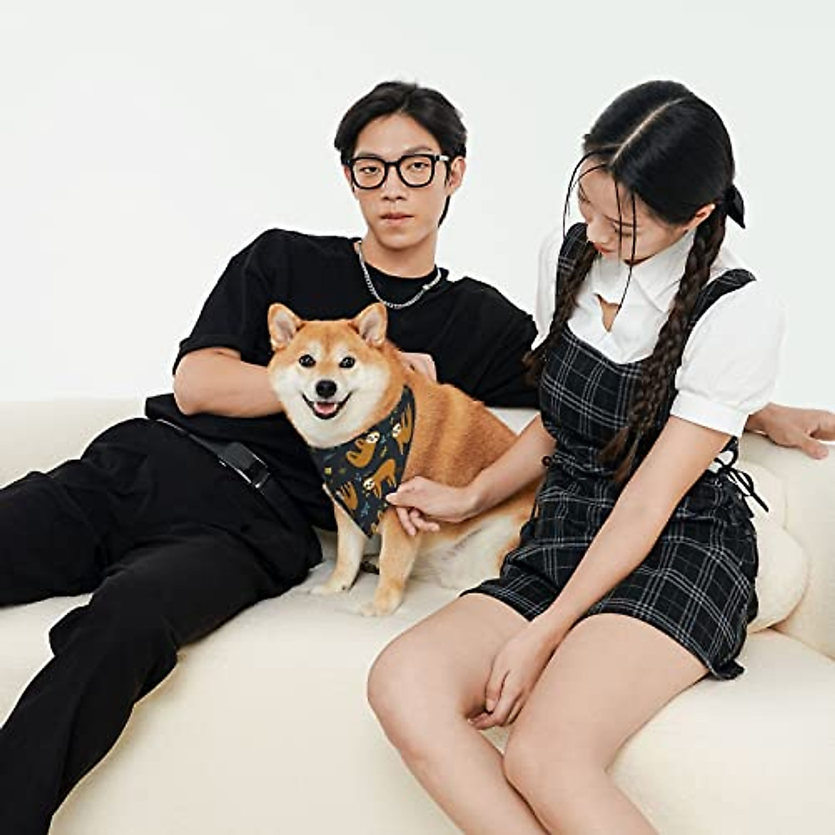 Cute Sloth Hanging Reversible Triangle Dog Bandanas, Bib Scarf Accessories for Pets Dogs Cats Holiday Decor