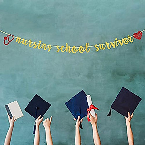 Nursing School Survivor Banner, Congrats Nurse/RN Grad Party Decor Party Decorations Supplies