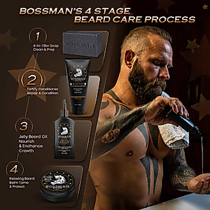 Bossman Fortify Intense Conditioner - Moisturize Replenish and Protect your beard - Thicker Formula - Natural Ingredients - Made in USA (Stagecoach Scent)