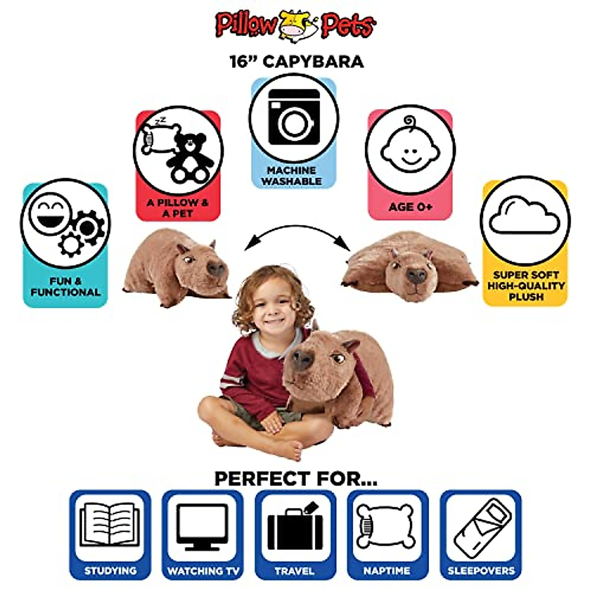 Pillow Pets Disney Encanto Capybara Stuffed Animal Plush, 16”