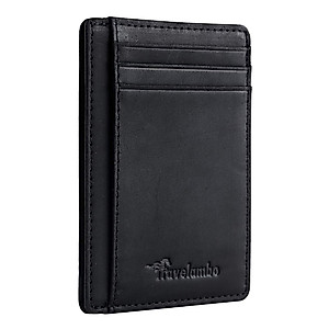 Travelambo Slim Wallet Front Pocket Minimalist Leather RFID Blocking Medium Size