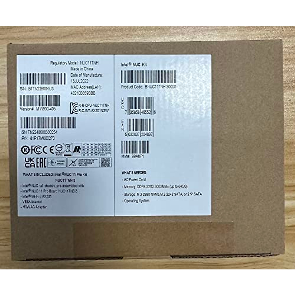 Intel NUC 11 Pro NUC11TNHi3 Tiger Canyon Home & Business Mini PC Mini Desktop 11th Gen Intel® Core™ i3-1115G4 Processor Upto 4.1 GHz Turbo,2 Cores,4 Threads,6 MB L3 Cache(No RAM&SSD)