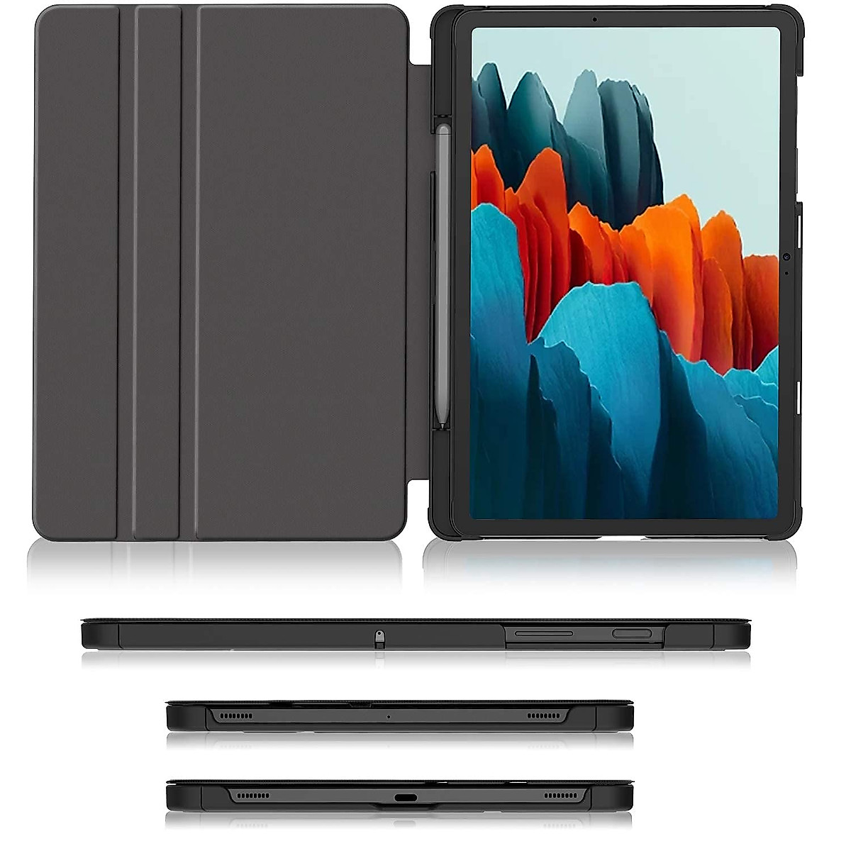 Soke Case for Samsung Tab S8 2022 & S7 2020 -Premium Shock Proof Stand Folio Case, Multi- Viewing Angles, Hard PC Back Cover for Galaxy Tab S8 11 inch Tablet [SM-X700/X706/T870/T875/T878], Black