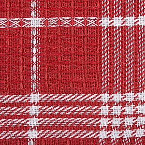 DII Waffle Weave Kitchen Collection, 100% Cotton, Dishcloth Set, Red 12 Piece