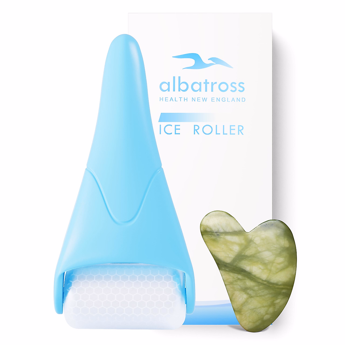 Ice Roller & Gua Sha Set, Skin Care for Face Wrinkles and Puffiness, Self Facial Massage Tools