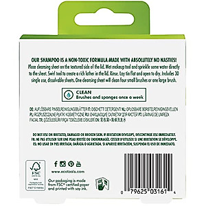 EcoTools Professional Makeup Brush Cleaner and Beauty Blender Dissolving Sheets with Textured Mat, Plastic-Free Recyclable Packaging, Cruelty Free, Vegan, Travel Size, Add Water, 30 Sheet Count