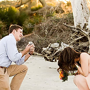 Velvet Ring Box Hexagon- Gorgeous Vintage Double Ring Display Holder with Detachable Lid for Proposal, Engagement, Wedding, Ceremony