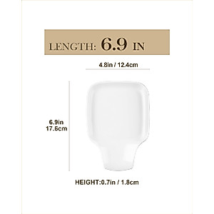 MALACASA Spoon Rest, Large Spoon Rests for Stove Top, Porcelain Spoon Holder for Kitchen Counter, Utensils Rests, Cooking Spoon Holders for Spatula Ladle Tongs, Ivory White, Series REGULAR