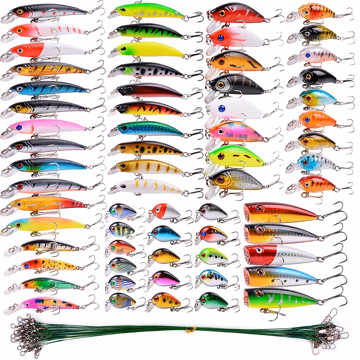 Aorace 84pcs Fishing Lures Set Metal Jigging Spoon Hard Baits Minnow Crankbait VIB Swimbait for Bass Pike Fit Saltwater and Freshwater