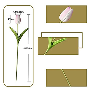 ONLY ART 30pcs Peach Artificial Tulip Flowers with Soft Latex Materials for Mother's Day Home & Kitchen Decoration