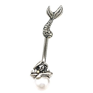 Belly Button Ring Navel Split Mermaid Faux Pearl 316l Surgical Steel Body Jewelry