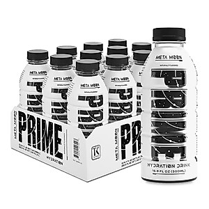 PRIME Hydration META MOON | Sports Drinks | Electrolyte Enhanced for Ultimate Hydration | 250mg BCAAs | B Vitamins | Antioxidants | 2g Of Sugar | 16.9 Fluid Ounce | 12 Pack
