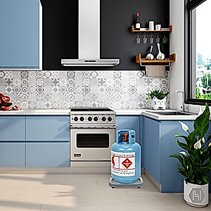 HEMOTON Gas Tank Tray Propane Tank Wheel Tray Propane Cylinder Base Gas Cylinder Fixed Shelf Propane Tank Dolly for Home Kitchen and Restaurant Use Grey