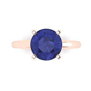 Clara Pucci 2.5 ct Round Cut Solitaire VVS1 Blue Tanzanite Wedding Bridal Designer Anniversary Engagement Ring 14k Rose Gold Size 5.5