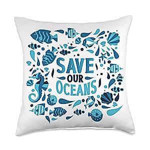 Scuba Diver Gifts Ocean Protection Save Our Oceans Scuba Diving Throw Pillow, 18x18, Multicolor