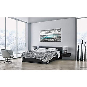 Framed Wall Art Canvas Ocean Decor Beach Theme Bedroom Large Sunset Blue Ocean Waves Seagulls Panels for Interior Bathroom Wall Décor Scenery Bed Dining Room Peel And Stick Decorative 24"x48"