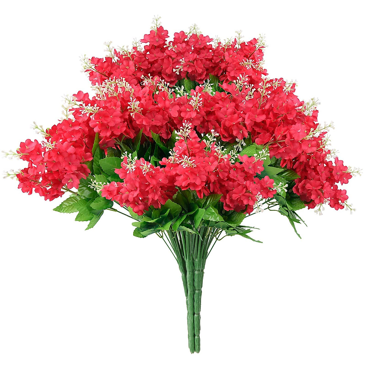 8 Bundles Artificial Daisy Flowers, Artificial Outdoor Flowers Fake UV Resistant No Fade Greenery Shrubs for Indoor Outside Hanging Plants Garden Porch Window Box Home Wedding Farmhouse Décor (Red)