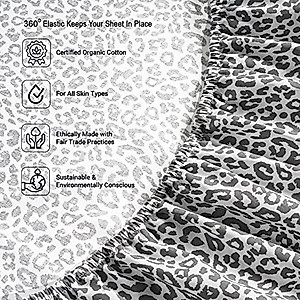 LANE LINEN 100% Organic Cotton Full Sheets Set 4-Piece Pure Percale Long Staple Bedding Breathable Fits Mattress Upto 15" Deep - Cheetah