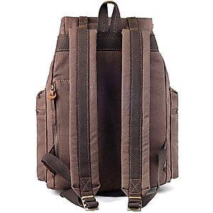 PKUVDSL Canvas Vintage Backpack, Large Mens Rucksack for Travel Adventure Bookbag Coffee