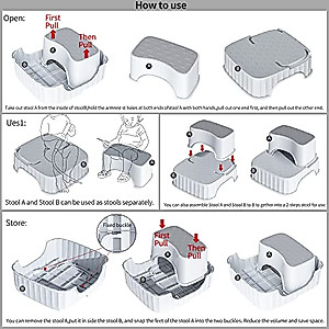 Beideli 2-in-1 Toddler 2 Step Stool – Elegant Double Up Step Stools for Kids Anti-Slip Toddler Two Stepping Stool for Bathroom Sink Kitchen and Toilet Potty Training (White)