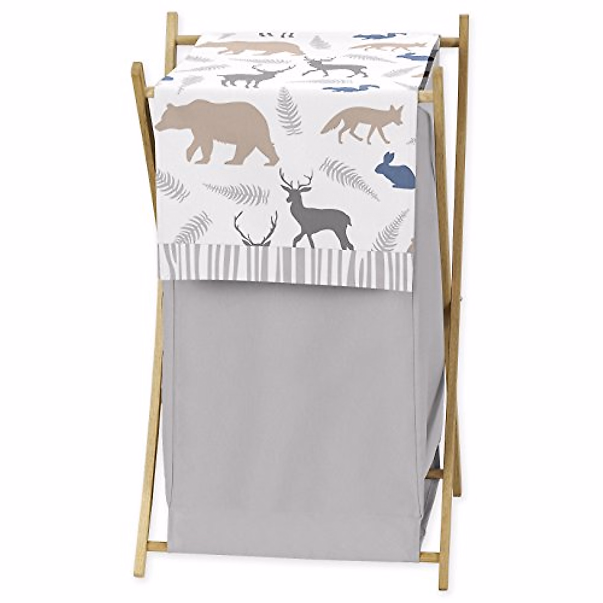 Sweet Jojo Designs Baby Children Kids Clothes Laundry Hamper for Blue Grey and White Woodland Animals Bedding Set