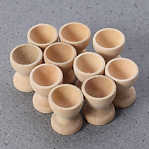 Toddmomy 10pcs Wooden Egg Cup Holders Wood Egg Stands Holders Displays Tabletop Storage for Abalone Shells Crystal Balls Christmas Thanksgiving Day Party Supplies 3.5cm