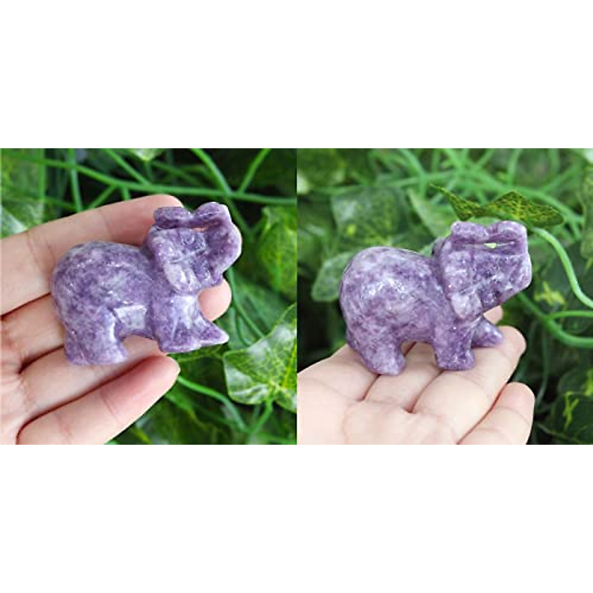 2" Amethyst Elephant Decor Natural Healing Crystal Stones Polished Hand-Carved Gemstone Big Cute Hippie Sculpture Statue Figurines Energy Purple Home Room Office Desk Decoration Gifts for Women Men
