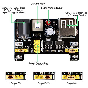 Smraza Electronics Component Fun Kit for Arduino with Power Supply Module, Jumper Wire,Precision Potentiometer,830 tie-Points Breadboard Compatible with STM32, for Raspberry Pi