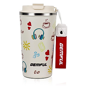 GEMFUL Spill Proof Leak Proof Coffee Travel Mug 17oz Stainless Steel Vacuum Insulated Tumbler with Secure Lid Reusable Hot Cold Portable Cup for Commute Office Car