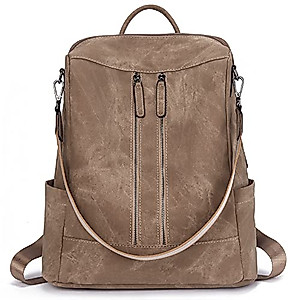 Telena Leather Backpack Purse for Women Convertible Fashion Travel Backpack Purse Ladies Shoulder Bag Camel Brown