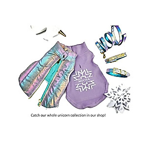 Unicorn Dog Coat, Iridescent Puffer Jacket for Pets, Unicorn Dog Jacket (M 10-15 lbs)