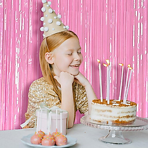 Pink Party Streamers Foil Fringe Backdrop Curtains Tinsel Streamers Birthday Party Decorations Fringe Backdrop for Birthday Party Graduation Bridal Shower