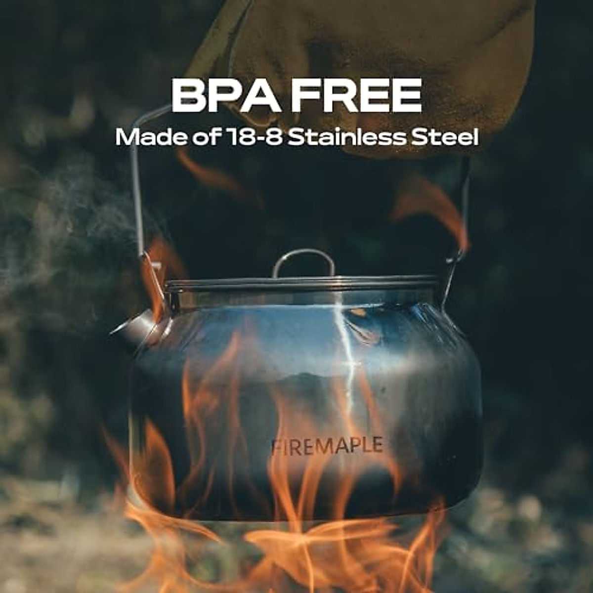 Fire-Maple Antarcti Portable 1.2 Liter Lightweight Stainless Steel Camping Kettle | Durable and Portable Camp Tea Pot | Ideal for Bushcraft and Outdoor Campfire Use