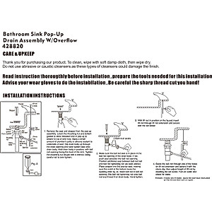 Artiwell Sink Pop-Up Drain Stopper Assembly with Lift Rod and Overflow, Solid Brass Lavatory Pop Up Drain Assembly for Bathroom Vanity Sink, All Brass Construction (Brushed Nickel)