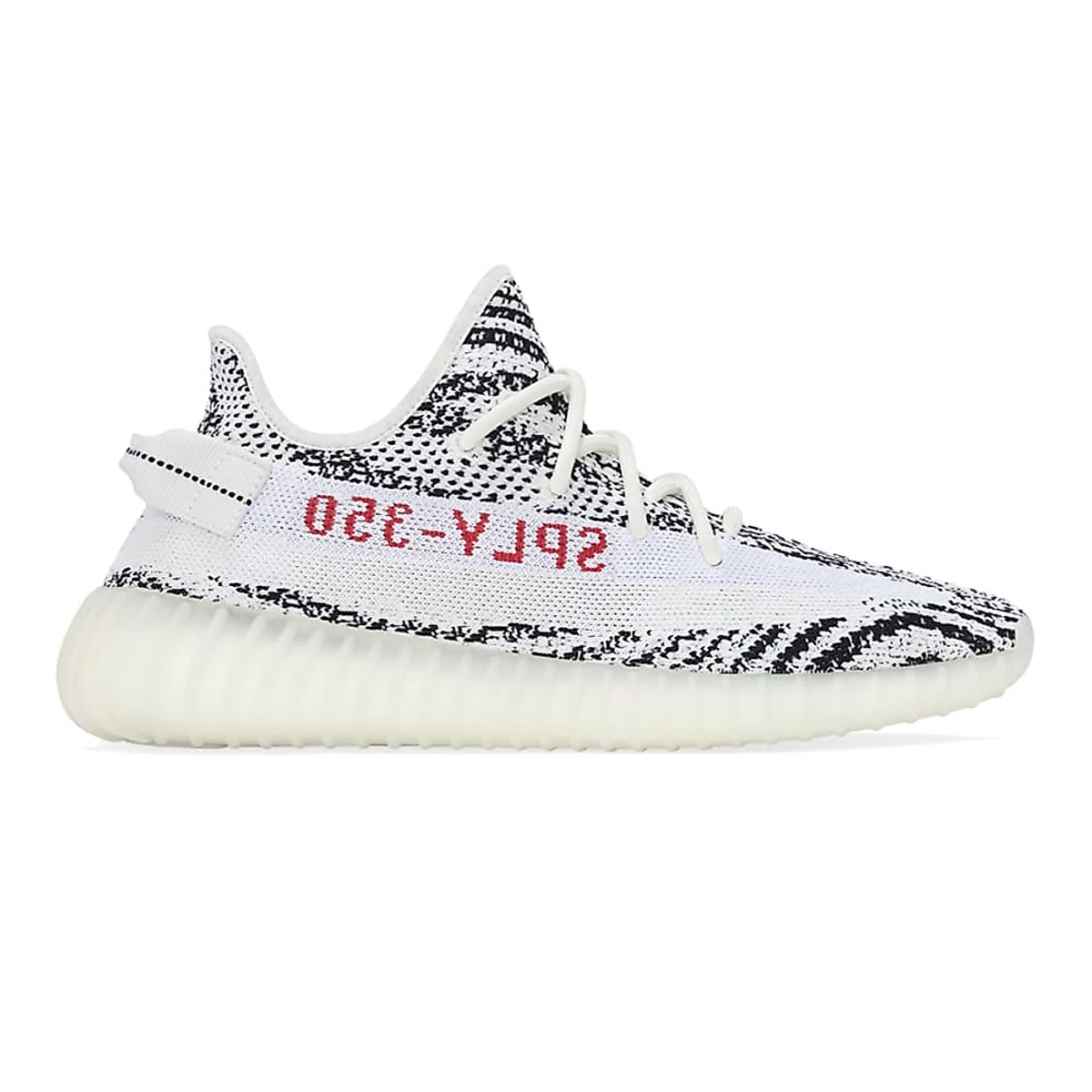 adidas Mens Yeezy Boost 350 V2 Zebra White/Black-Red Fabric Size 8.5