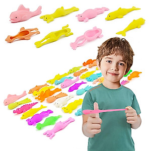 MIMIDOU 30 Pcs Finger Slingshot Animal Toy, Funny Stretchable Flick Rubber Animals, a Variety Simulation Animals Great for Various Festivals and Parties.