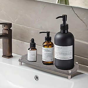 Water Absorbing Stone Tray for Sink, Stone Drying Mat for Kitchen Counter, Diatomite Tray Used for Hand Soaps & Plants & toiletries in The Modern Home, Fast Drying Sink Caddy(Grey)