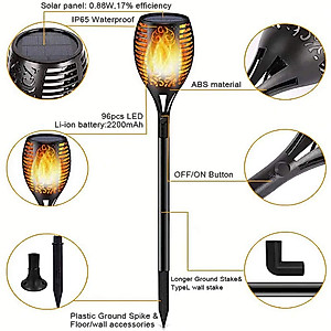 Solar Lights,Waterproof Flickering Flames Torches Lights Outdoor Solar Light Landscape Decoration Lighting Dusk to Dawn Auto On/Off Security Torch Light for Pathway, Patio, Yard, Garden (2 Packs)