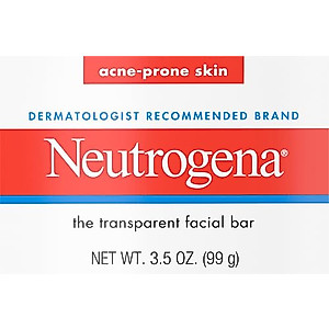 Neutrogena Facial Cleansing Bar Treatment for Acne-Prone Skin, Non-Medicated & Glycerin-Rich Formula Gently Cleanses without Over-Drying, No Detergents or Dyes, Non-Comedogenic, 3.5 oz