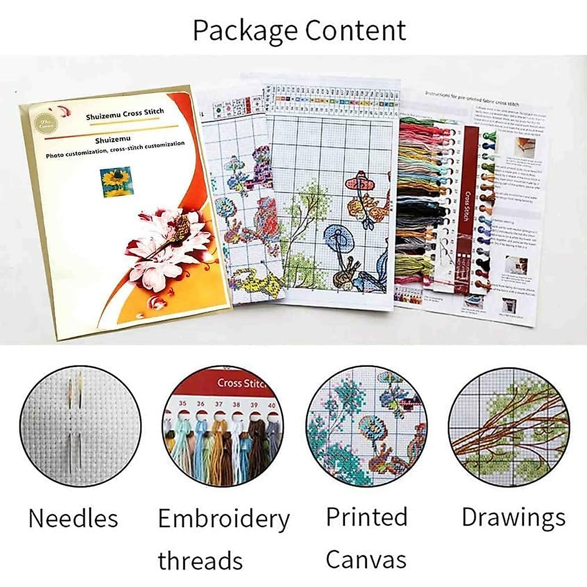 shuizemu Custom Stamped Cross Stitch Kit Stitch Your Photo Create Your Own Memory Counted Cross-Stitch Personalized Embroidery Kit for Baby Pets or Family (11.81" X 15.75"/30cm X 40cm)