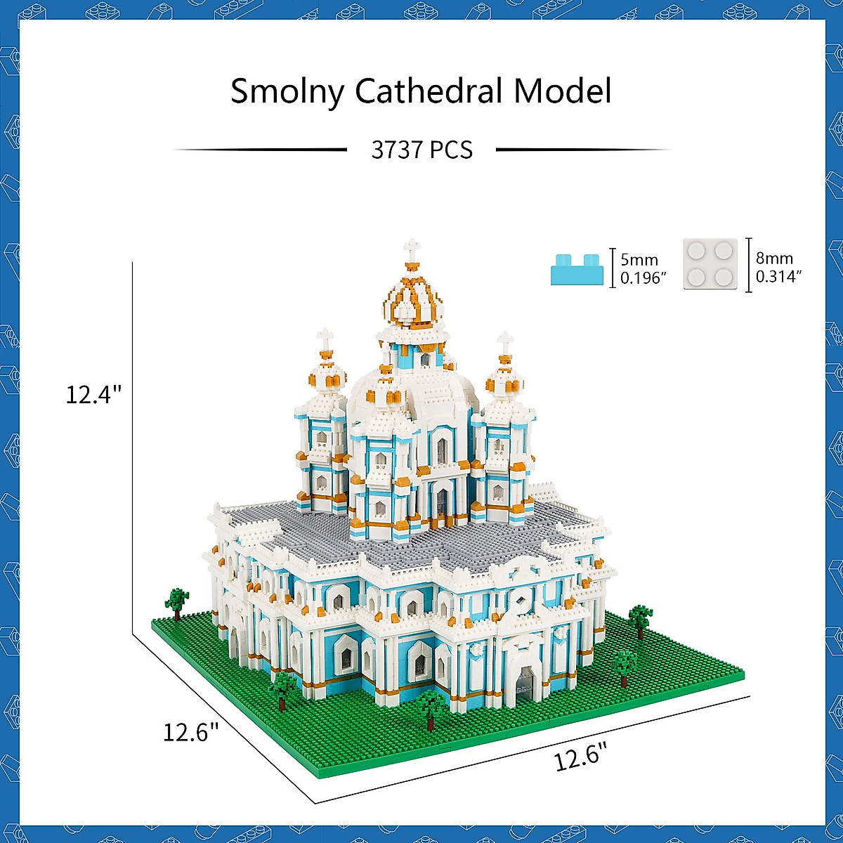 Geniteen Micro Mini Blocks Smolny Cathedral Model Building Blocks Set Architecture Model Mini Building Blocks Gifts for Adult