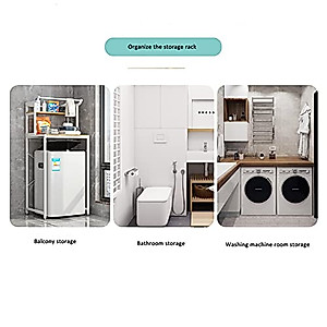 BKGDO Washer Storage Frames Floor Standing for Over Toilet,2-Layer Washinghine Shelf,Anti-Rust Steel Tube Washinghine Shelf,Bathroom Storage Rack/White