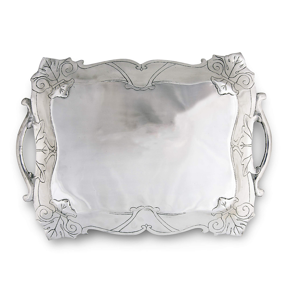 Arthur Court Designs Aluminum Fleur-De-Lis Rectangle 19 inch x 13.5 inch