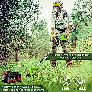 Cordless Weed Wacker,Battery Powered Weed Wacker 3 in 1 Rechargeable Weed Wacker Electric for Lawn Garden Yard, Includes 2 * 3.aH Batteries