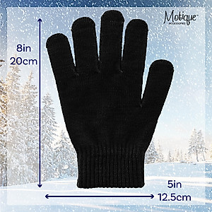 Motique Accessories Ladies Gloves Magic Knit Gloves for Women Solid Colors - Black
