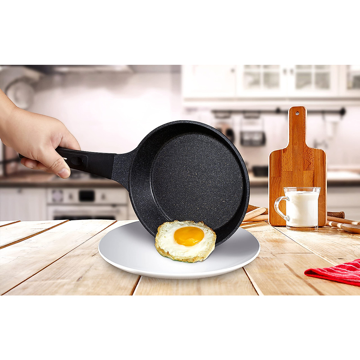Concord 4 Pc Marble Coated Nonstick Cast Aluminum Fry Pan Skillet Set 4 Sizes. Induction Compatible. Made in Korea